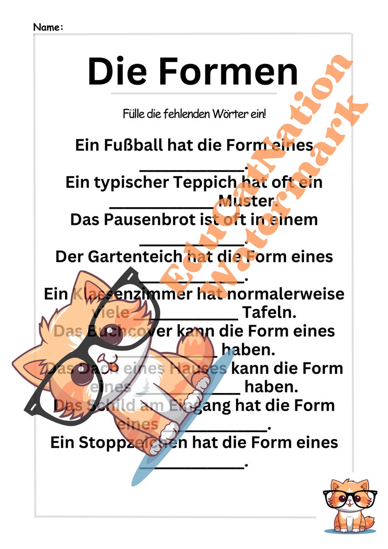 DE die Formen German Worksheets for Children - Etsy