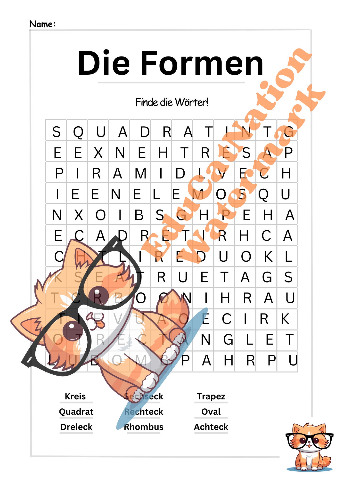 DE die Formen German Worksheets for Children - Etsy