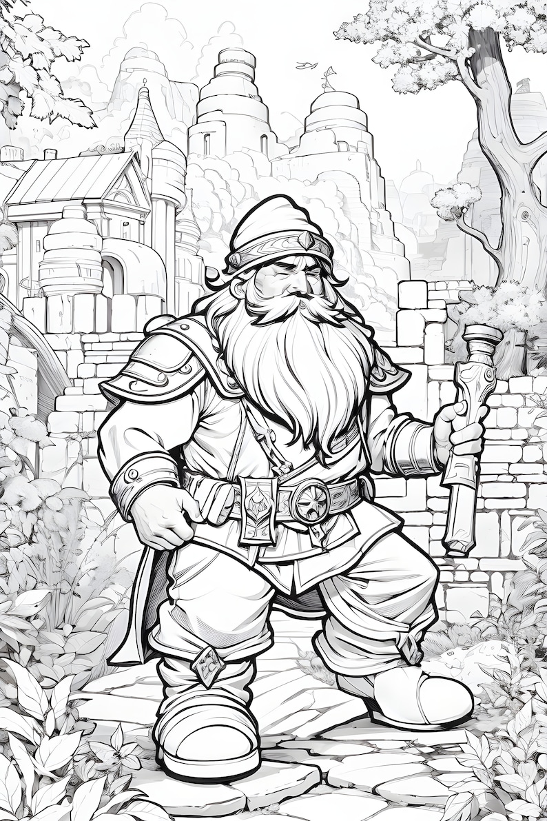 Dwarf Coloring Page - Etsy
