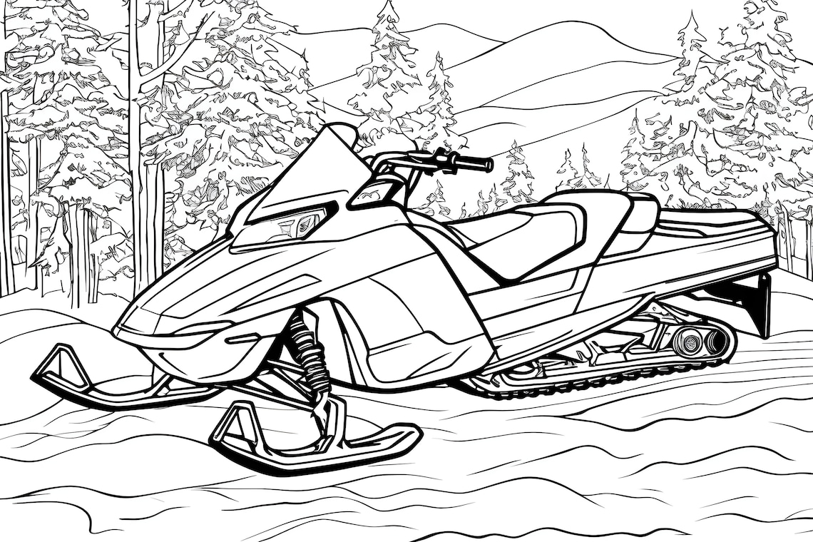 Snowmobile Coloring Page - Etsy