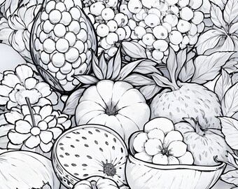 Pop Art Fruit Coloring Book 24 Greyscale Adult & Kids Detail - Etsy