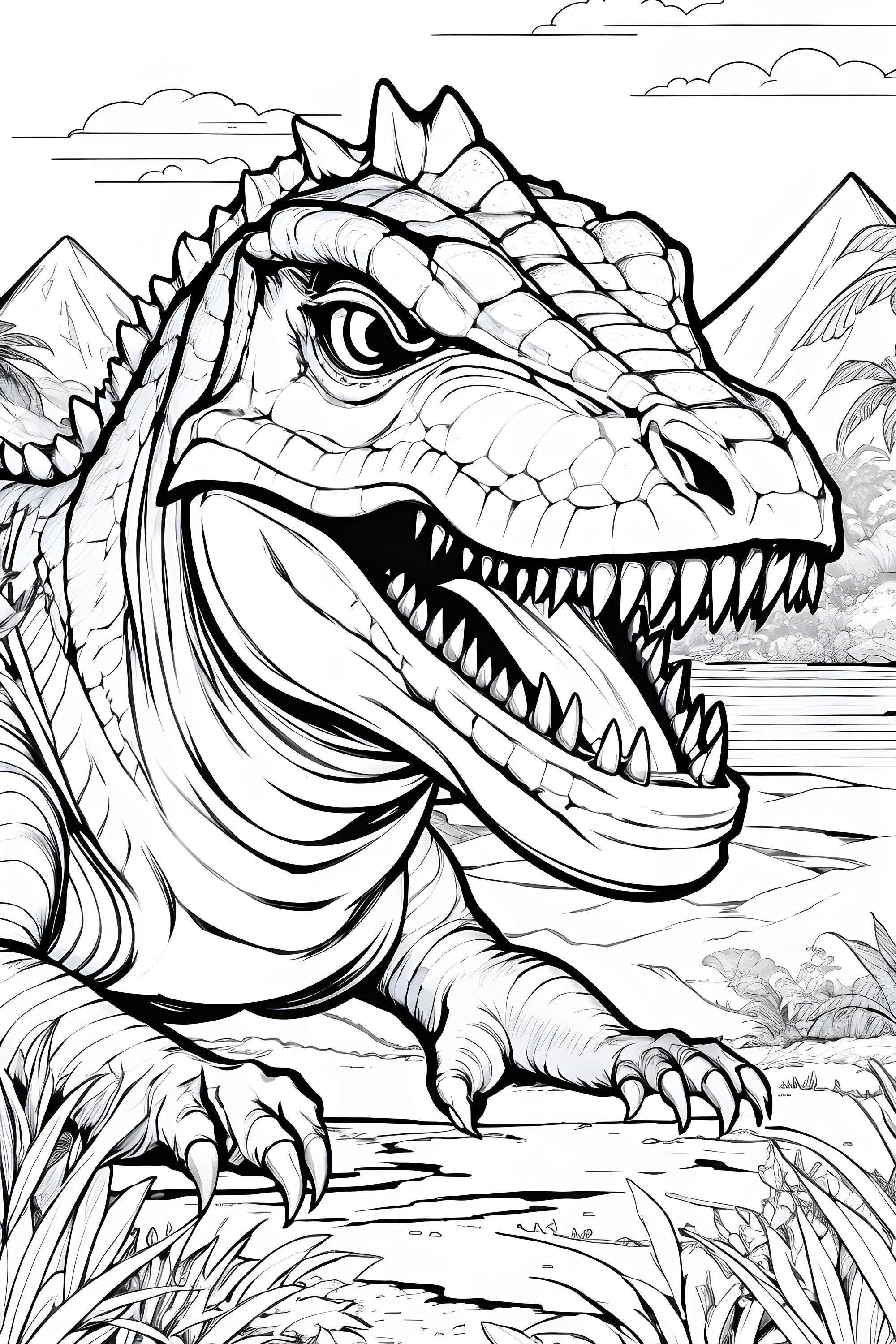 Dinosaur Colouring Page - Etsy