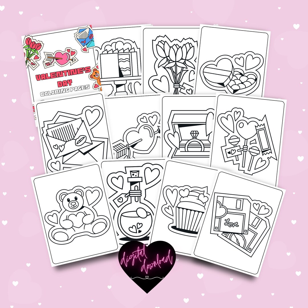 Valentine's Day Coloring Pages, Valentine's Day Activity, Vday Coloring ...