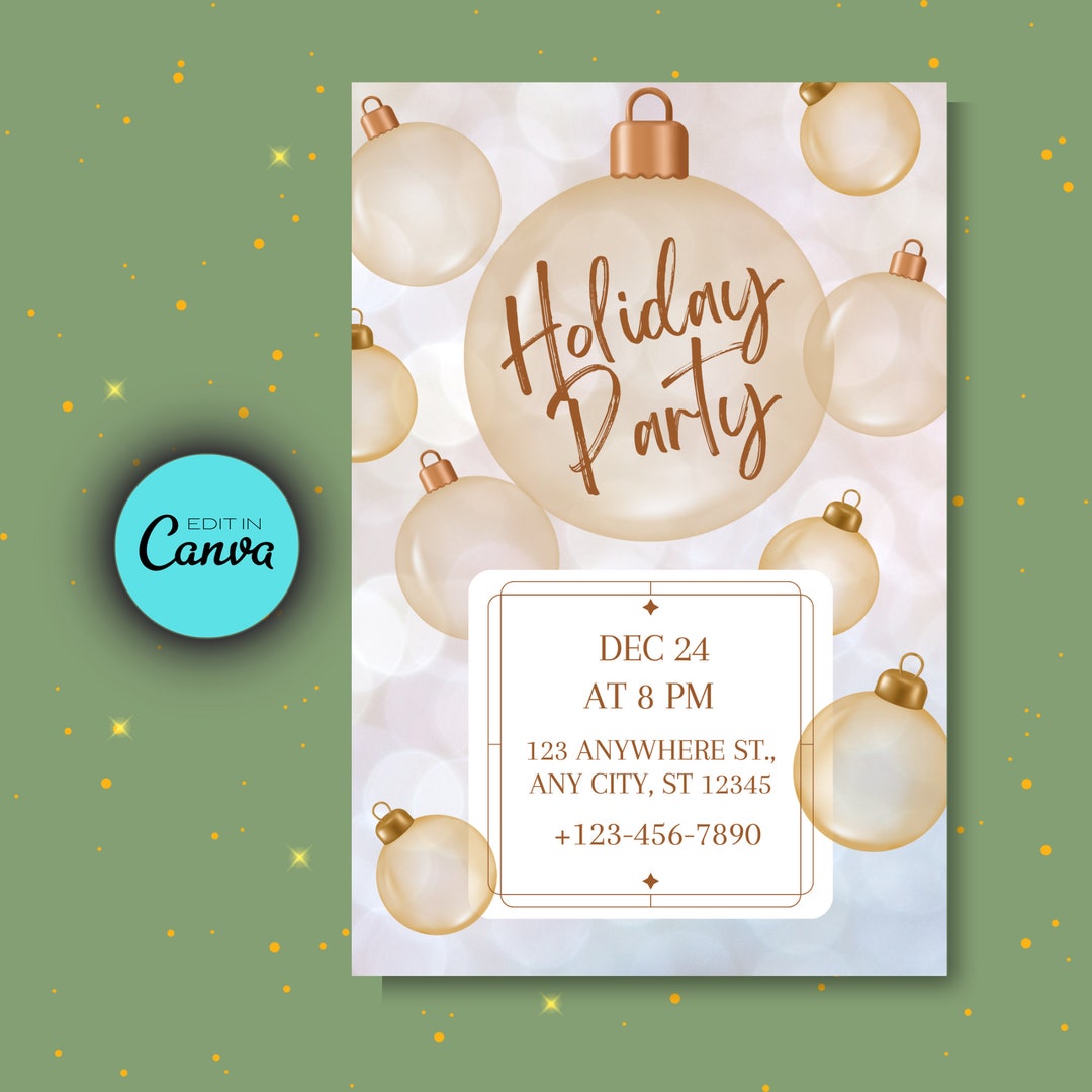 Editable Holiday Party Invitation Template: DIY Canva Design (digital ...