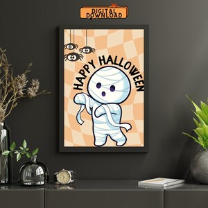 Halloween Wall Art Printable - Halloween Wall Decor - Cute Mummy Print ...