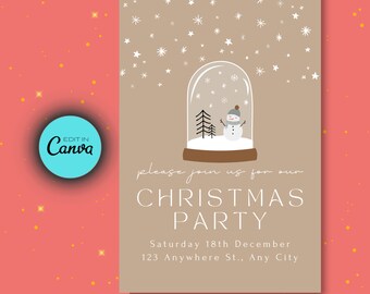 Snow Globe Christmas Invitation, Editable Christmas Invitation ...