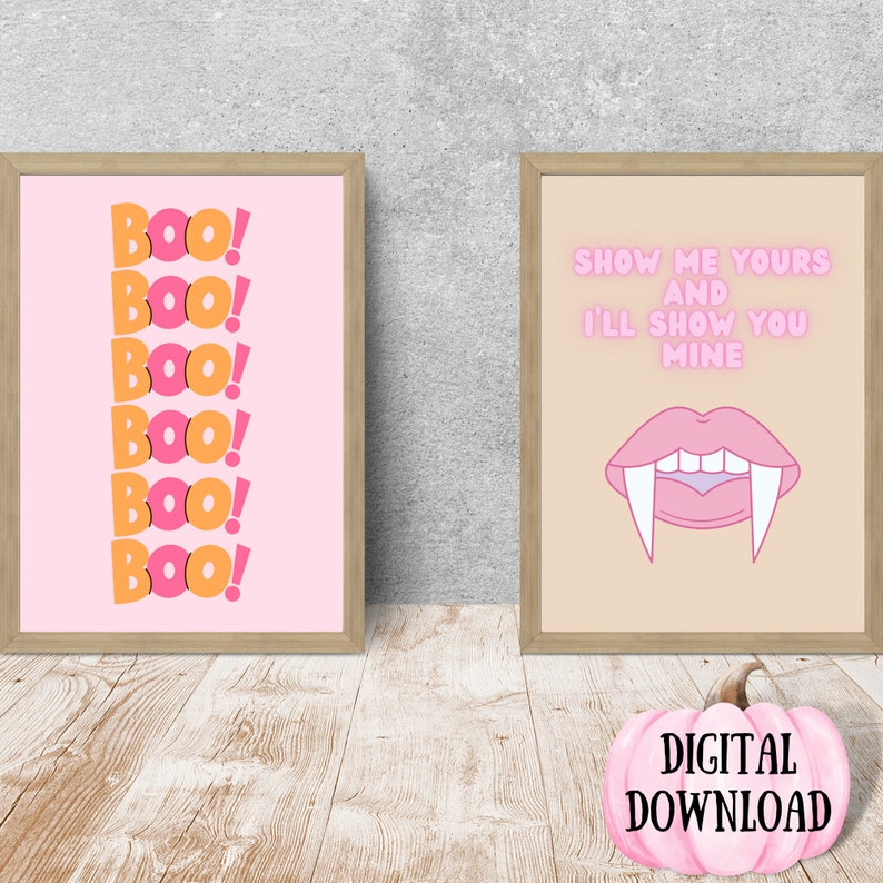 Pastel Halloween Wall Art - 16 Prints - Cute Prints - Halloween Graphic ...