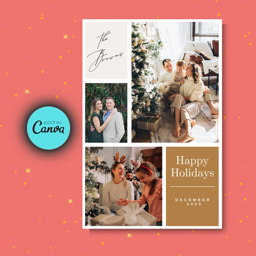 Editable Family Picture Holiday Card Template (canva, Digital Download ...
