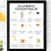Cocktails Poster Classic Cocktails Print Drink Recipes Cocktails Art Cocktail Gifts Drinks Guide ...