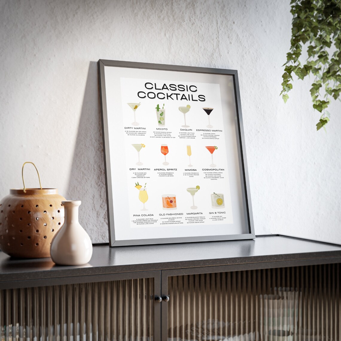 Cocktails Poster Classic Cocktails Print Drink Recipes Cocktails Art ...
