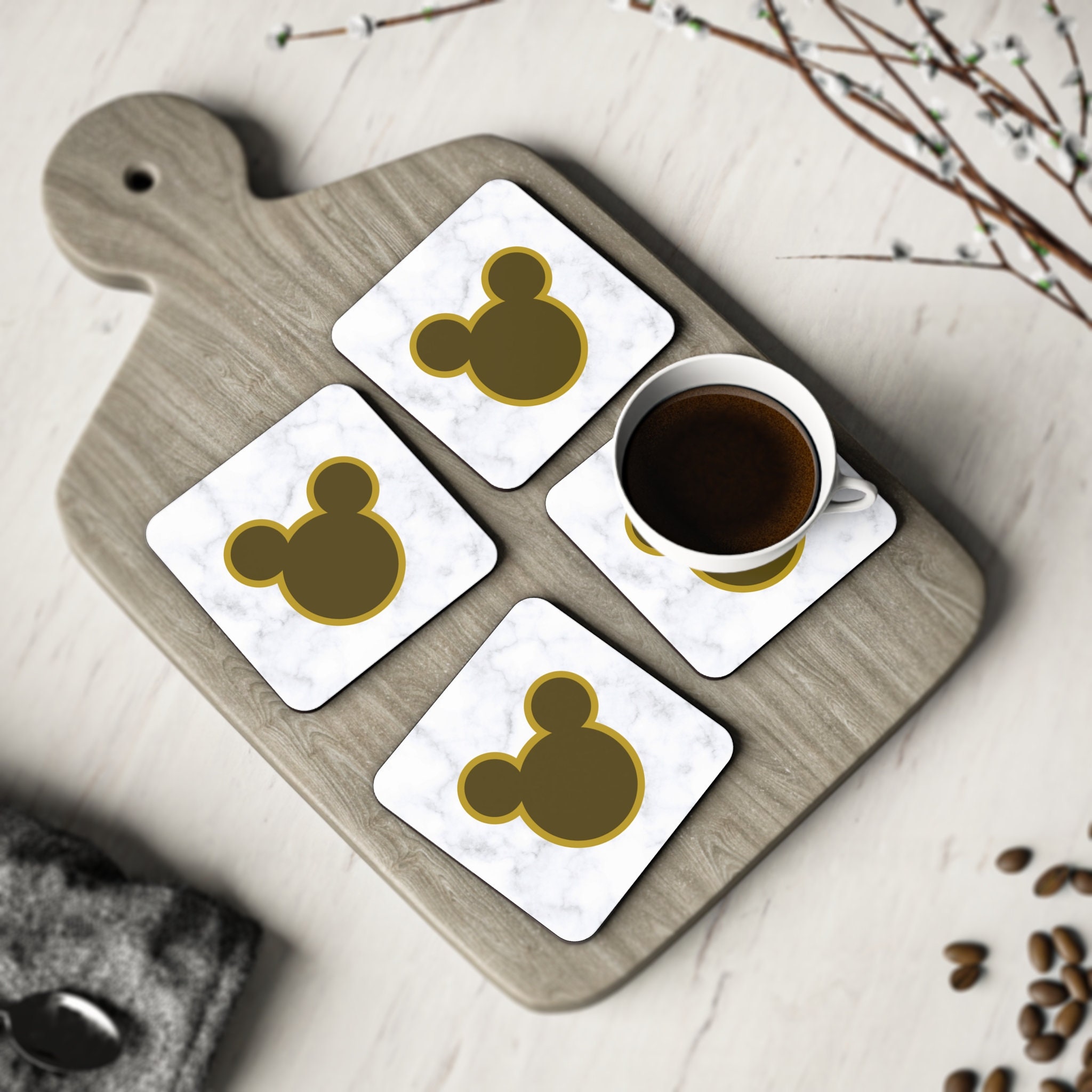 Mickey Mouse Marble-look Coasters Disney Cork Coaster Chocolate and ...