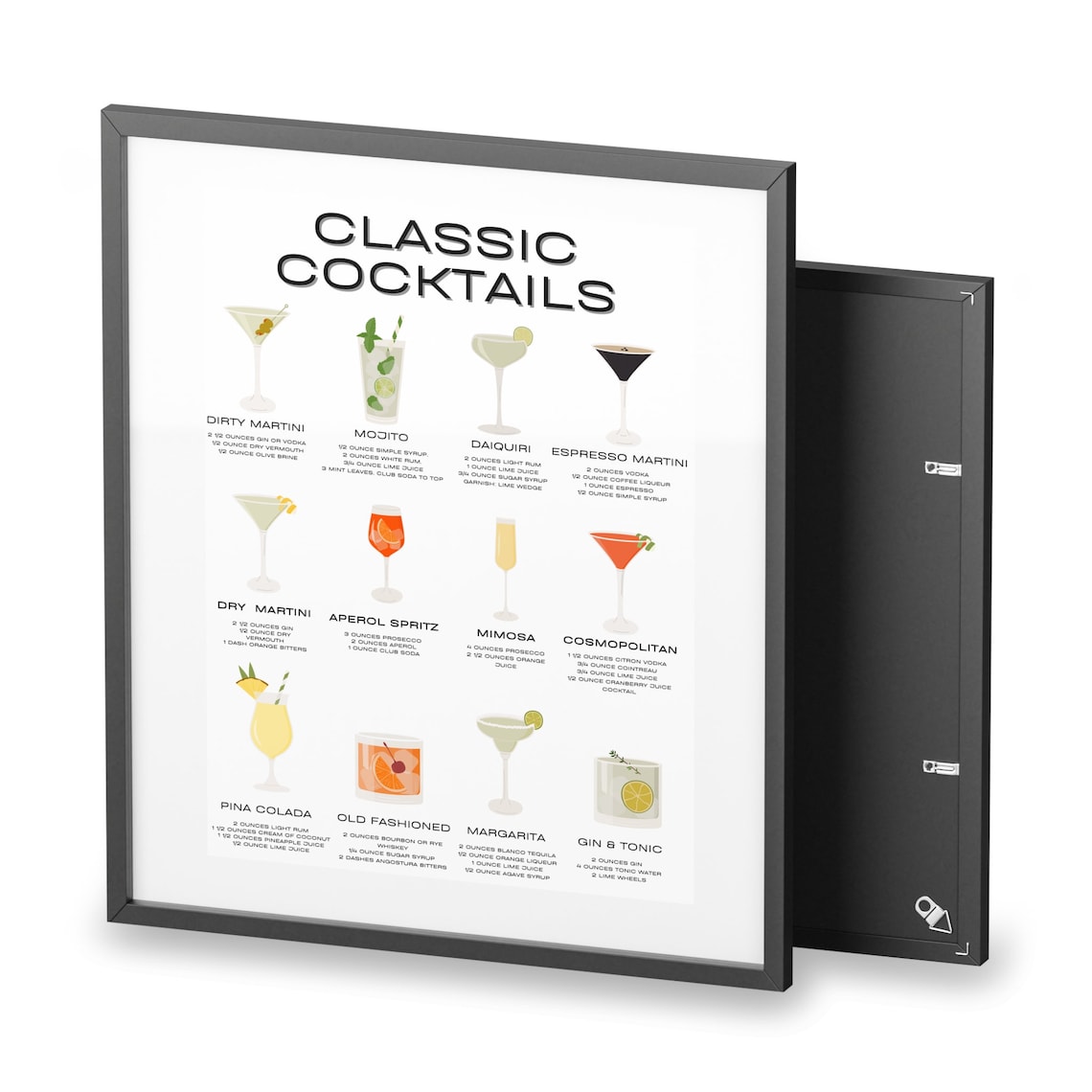 Cocktails Poster Classic Cocktails Print Drink Recipes Cocktails Art ...