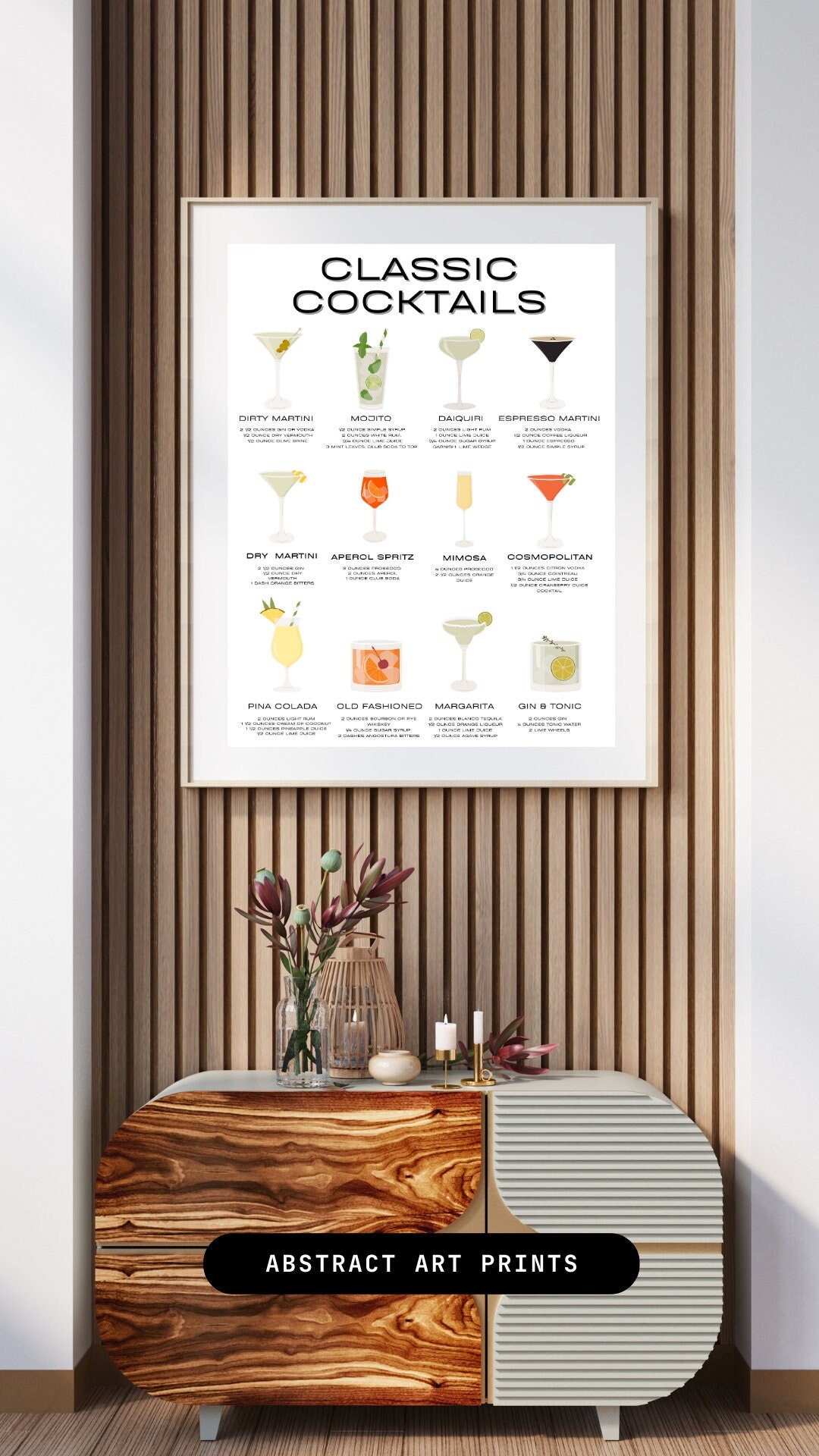Cocktails Poster Classic Cocktails Print Drink Recipes Cocktails Art Cocktail Gifts Drinks Guide ...
