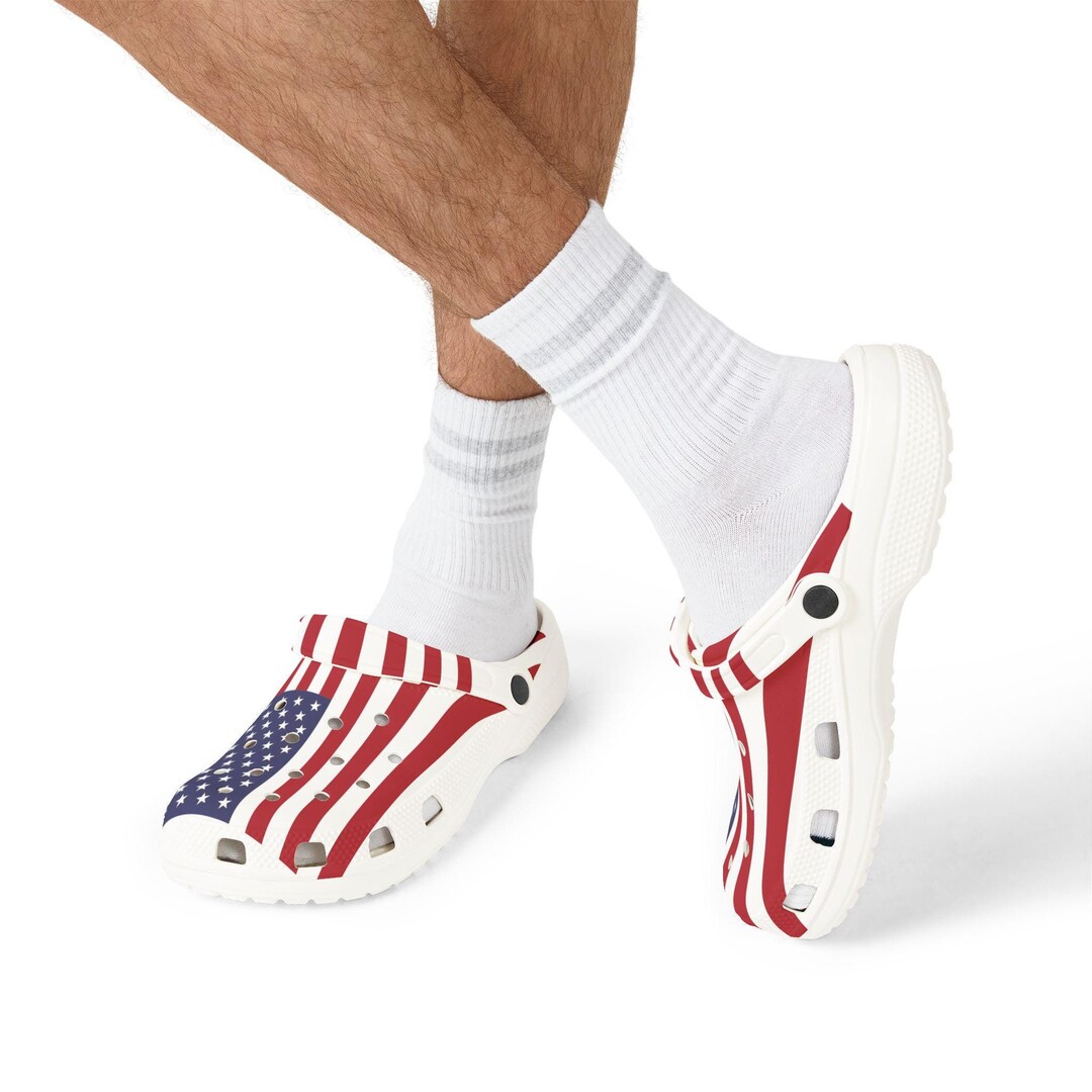 USA Stars and Stripes EVA Foam Rubber Shoes USA Crocs Slides Stars and ...