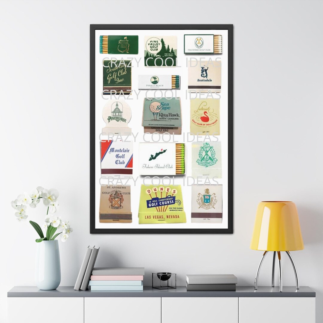 Vintage Golf Course Matchbook Art Print Bar Cart Art Wall Art Matchbook ...
