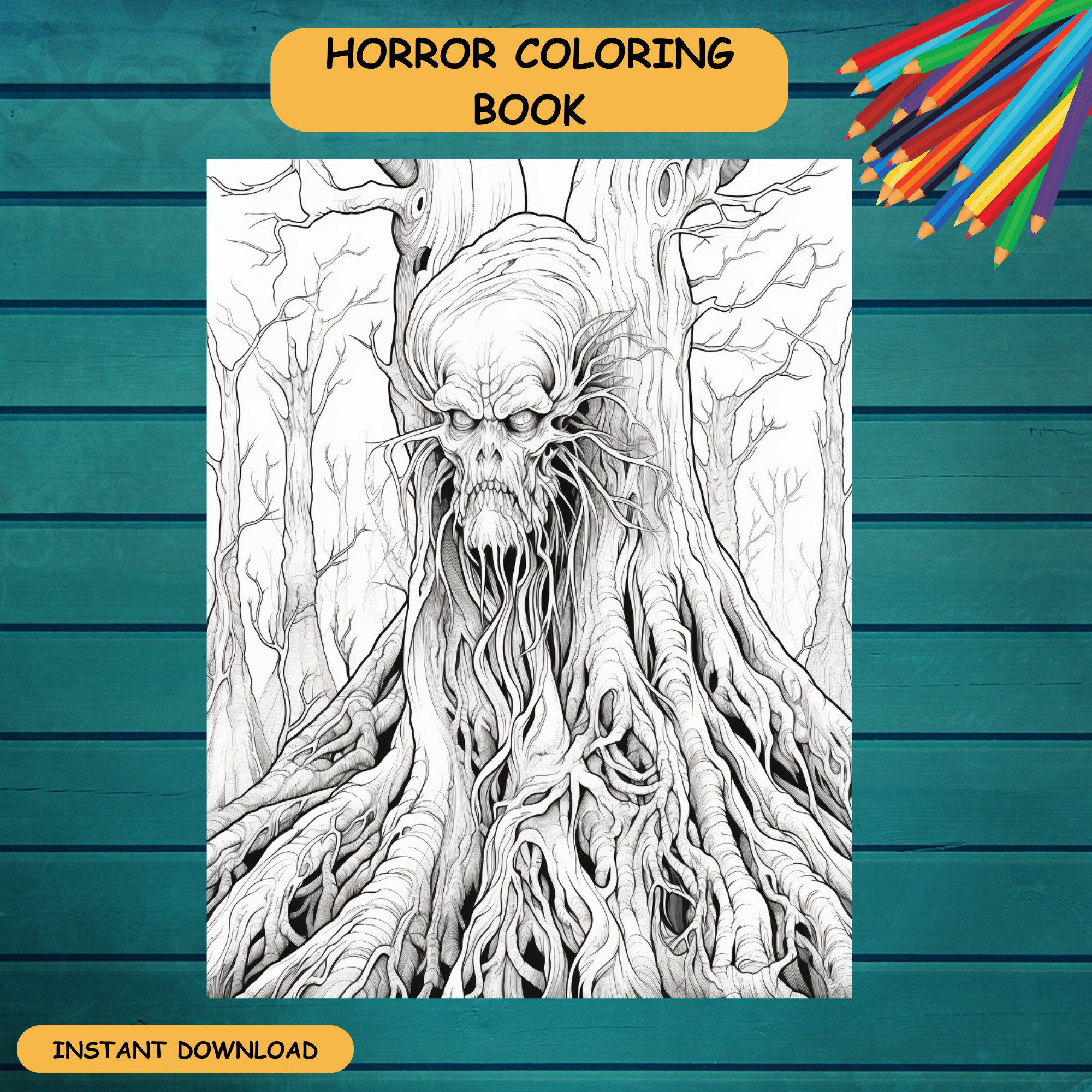 55 Horror Vibes Coloring Pages for Adults Fantasy Scary - Etsy