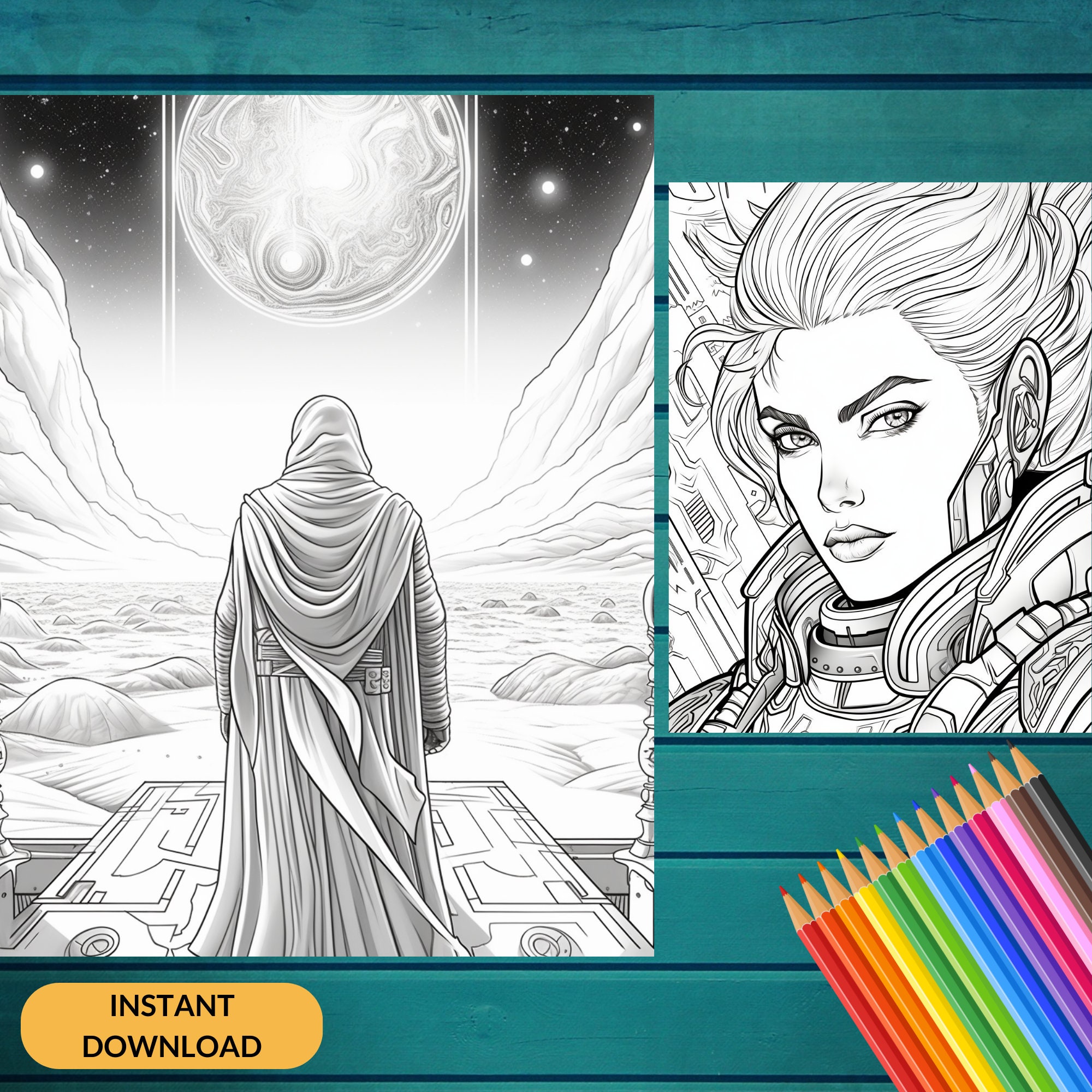 45 Post Apocalyptic Coloring Pages for Adults, Grayscale Coloring Book ...