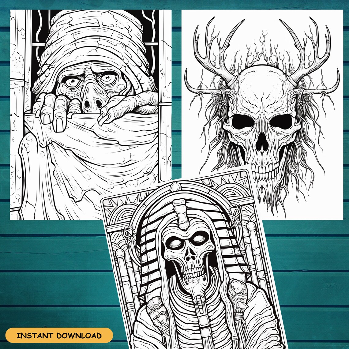 55 Horror Vibes Coloring Pages for Adults Fantasy Scary - Etsy