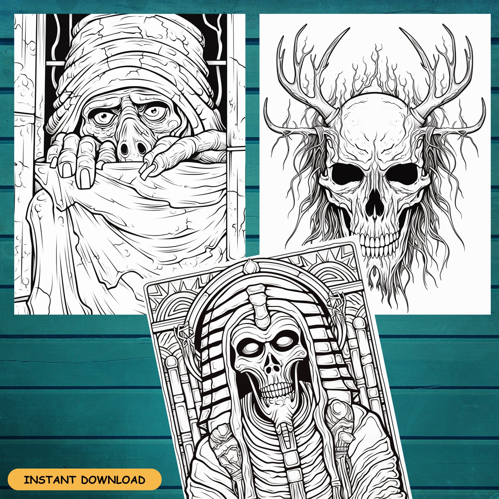 55 Horror Vibes Coloring Pages for Adults Fantasy Scary - Etsy