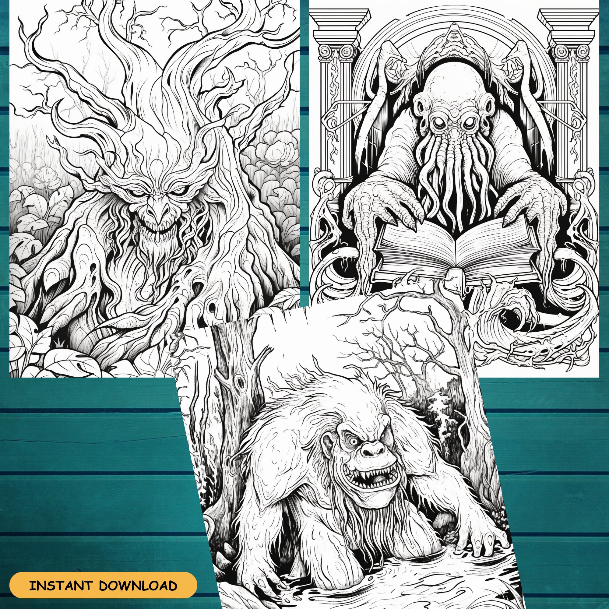 55 Horror Vibes Coloring Pages for Adults Fantasy Scary - Etsy