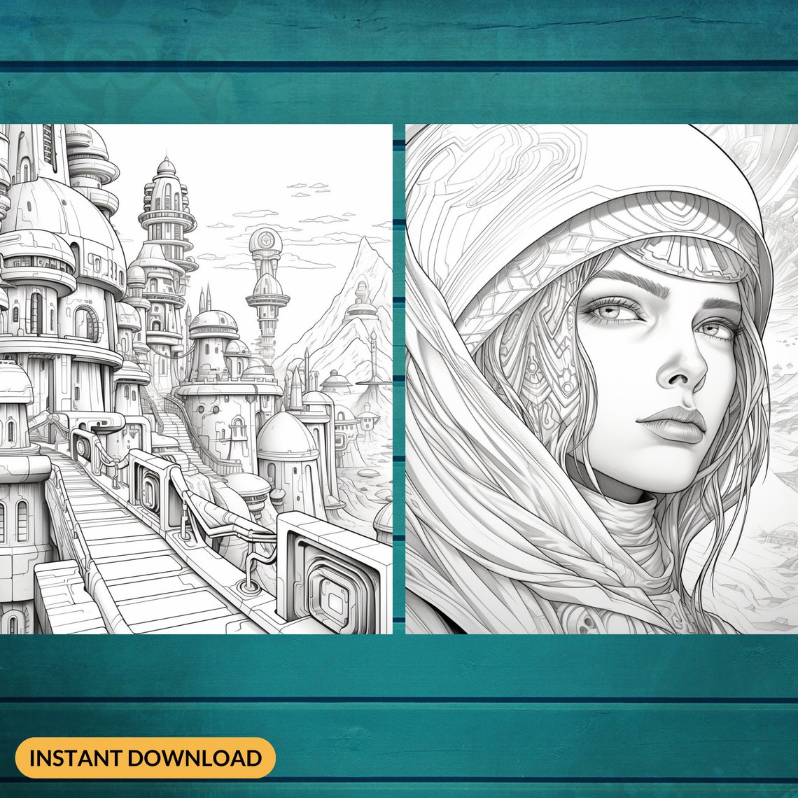 45 Post Apocalyptic Coloring Pages for Adults, Grayscale Coloring Book ...