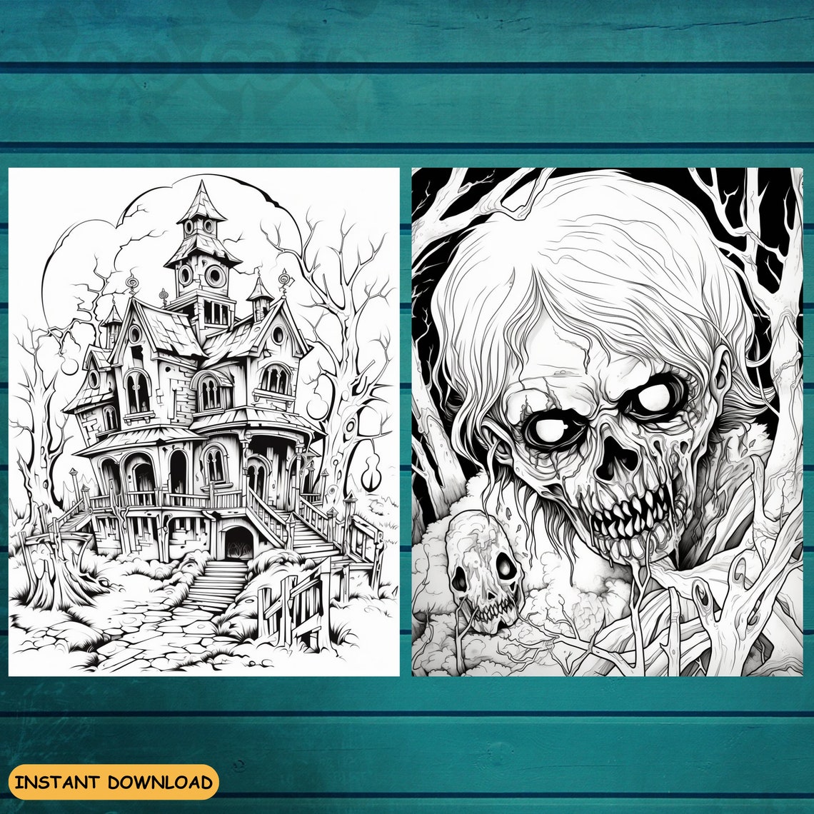 27 Horror Vibes Coloring Pages for Adults, Fantasy Scary Coloring Pages ...