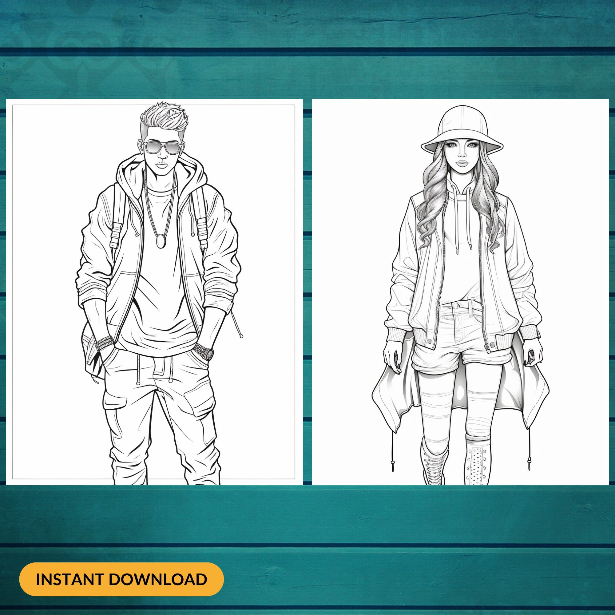 35 Fashion Coloring Book Printable Coloring Pages for Kids - Etsy