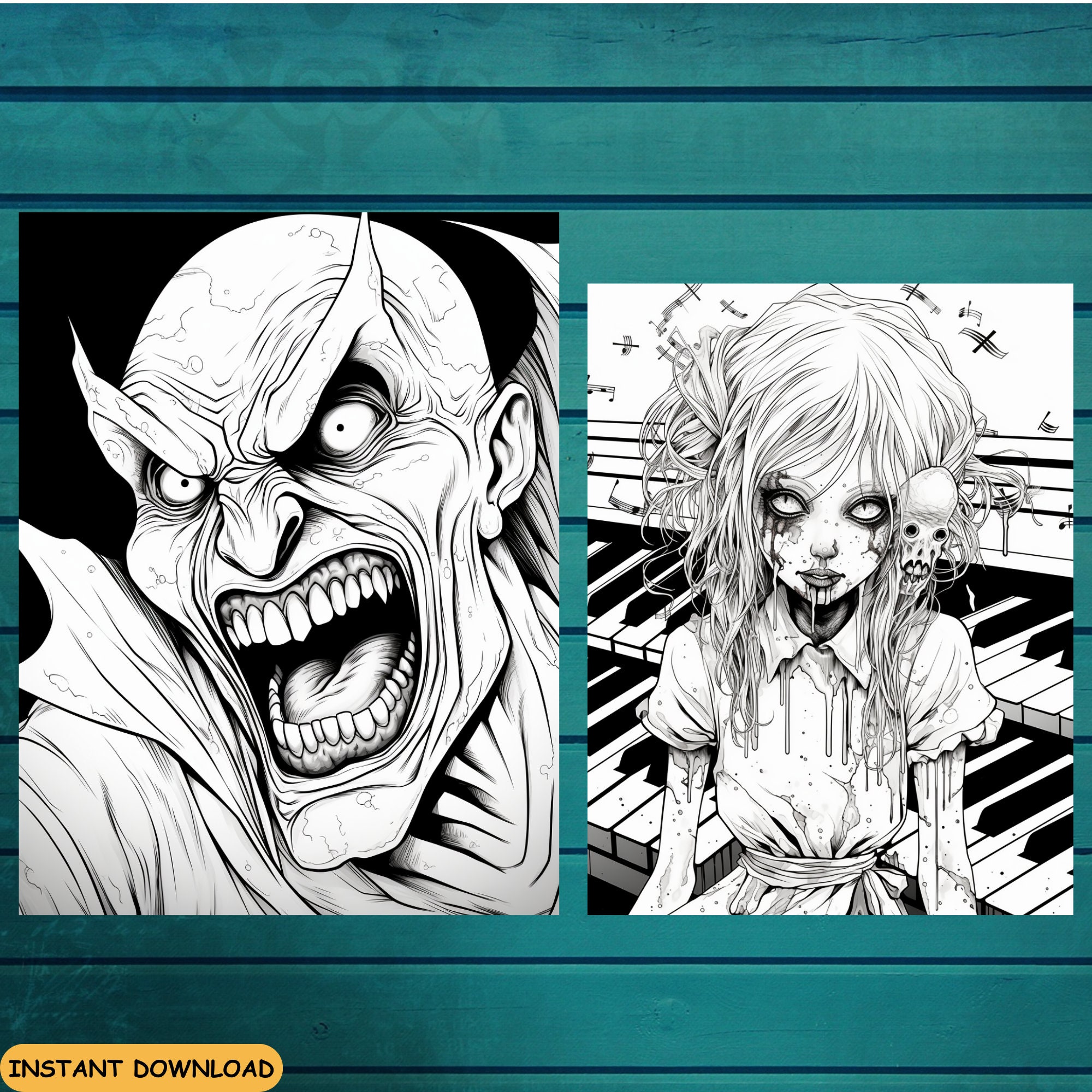 27 Horror Vibes Coloring Pages for Adults, Fantasy Scary Coloring Pages ...