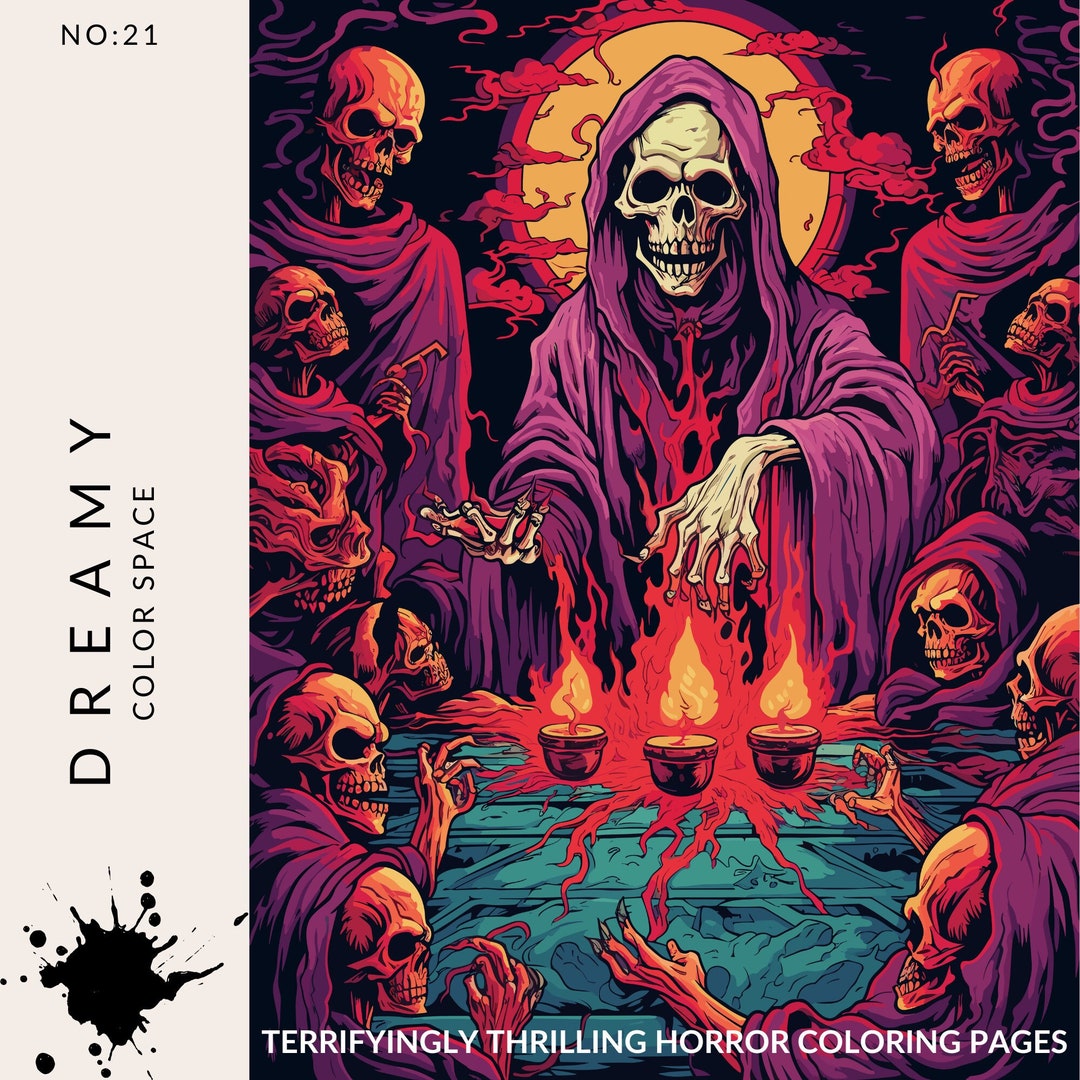 55 Horror Vibes Coloring Pages for Adults Fantasy Scary - Etsy