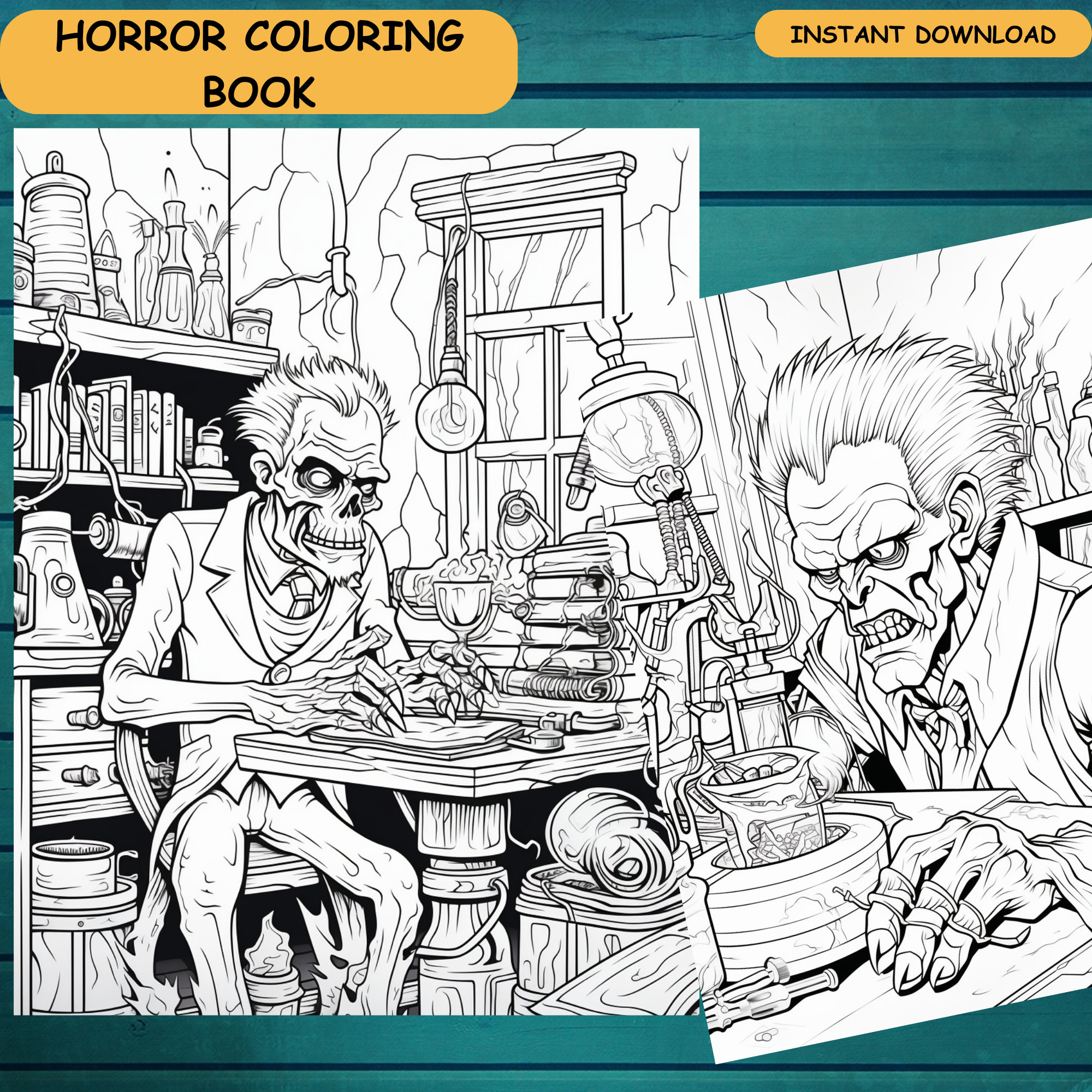 55 Horror Vibes Coloring Pages for Adults Fantasy Scary - Etsy