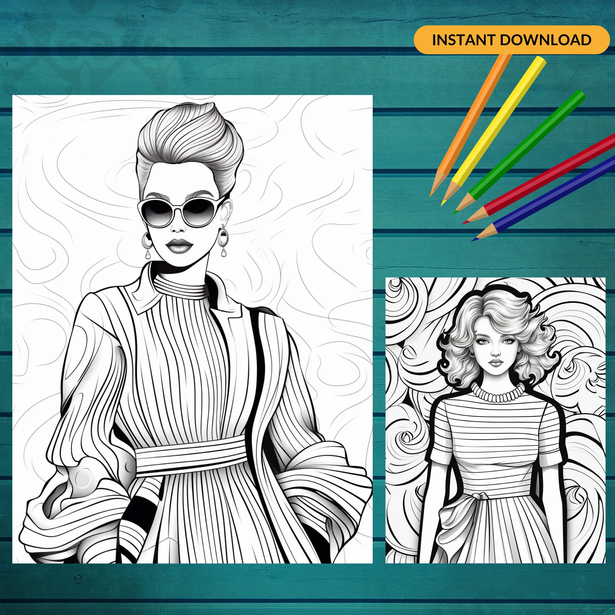 35 Fashion Coloring Book Printable Coloring Pages for Kids - Etsy