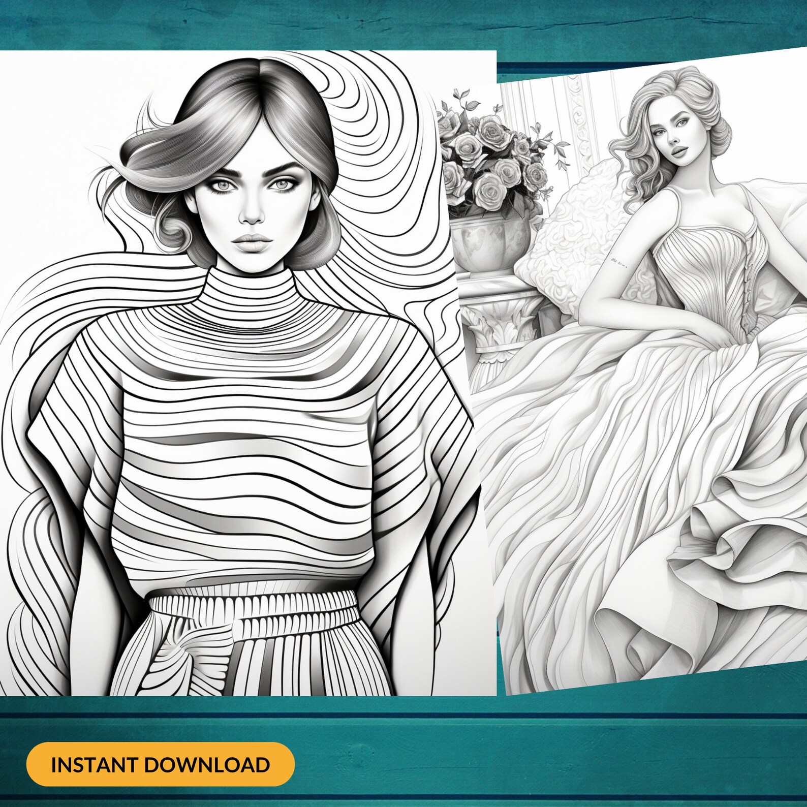 35 Fashion Coloring Book Printable Coloring Pages for Kids - Etsy