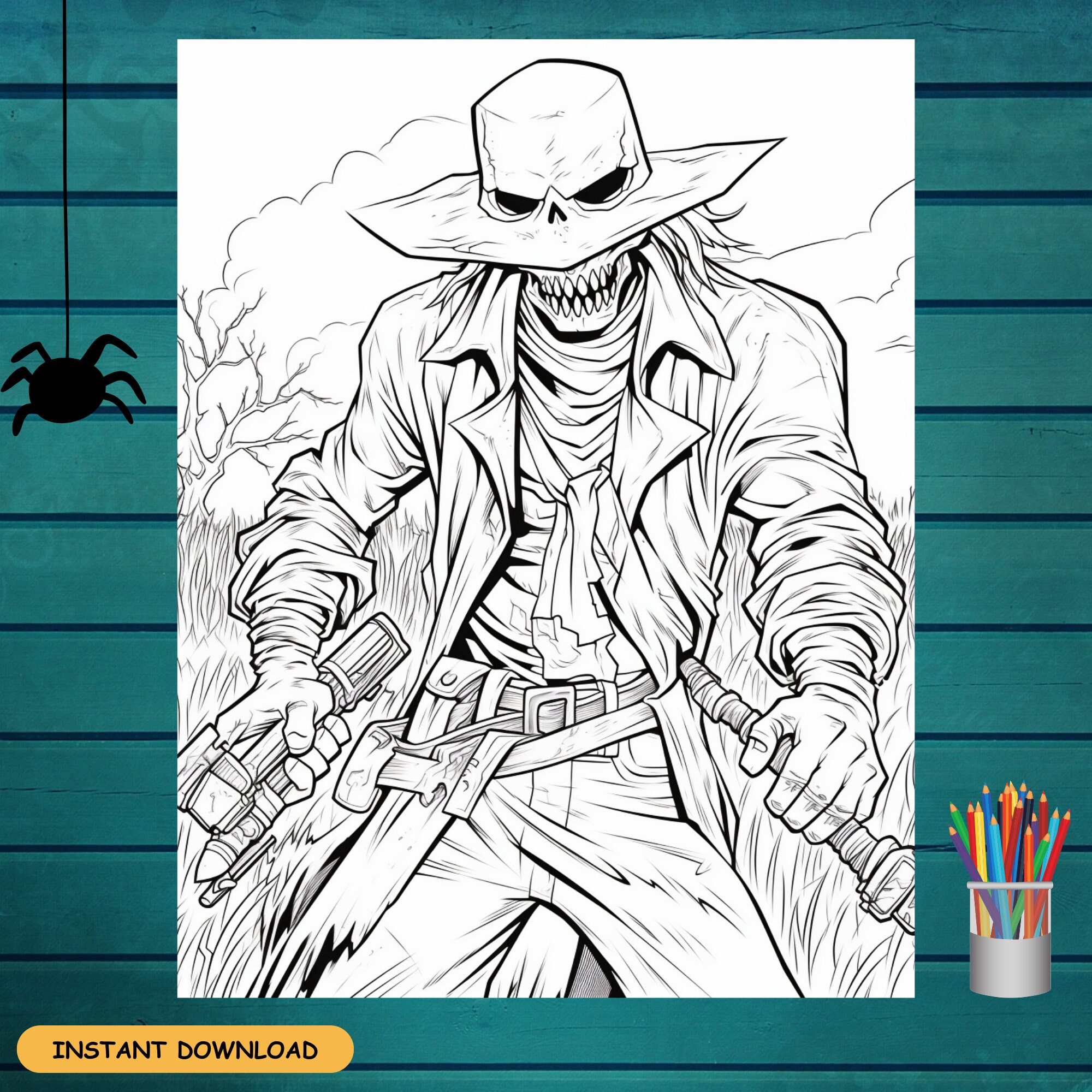 55 Horror Vibes Coloring Pages for Adults, Fantasy Scary Coloring Pages ...