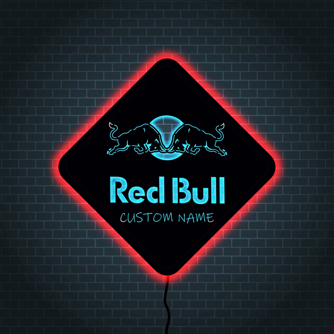 Custom Red Bull Led Sign Red Bull Neon Sign Wooden Wall Sign - Etsy