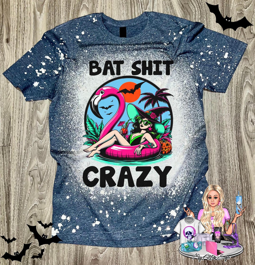 Bat Shit Crazy Shirt, Bleached Halloween Shirt, Halloween Witch Shirt ...