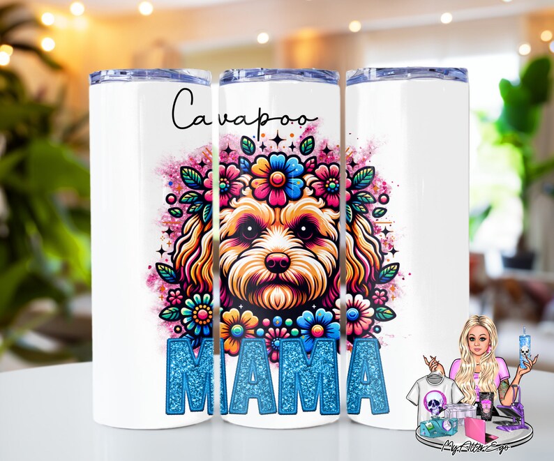 Cavapoo Mama Tumbler: Faux Glitter Dog Mom Gift - Etsy