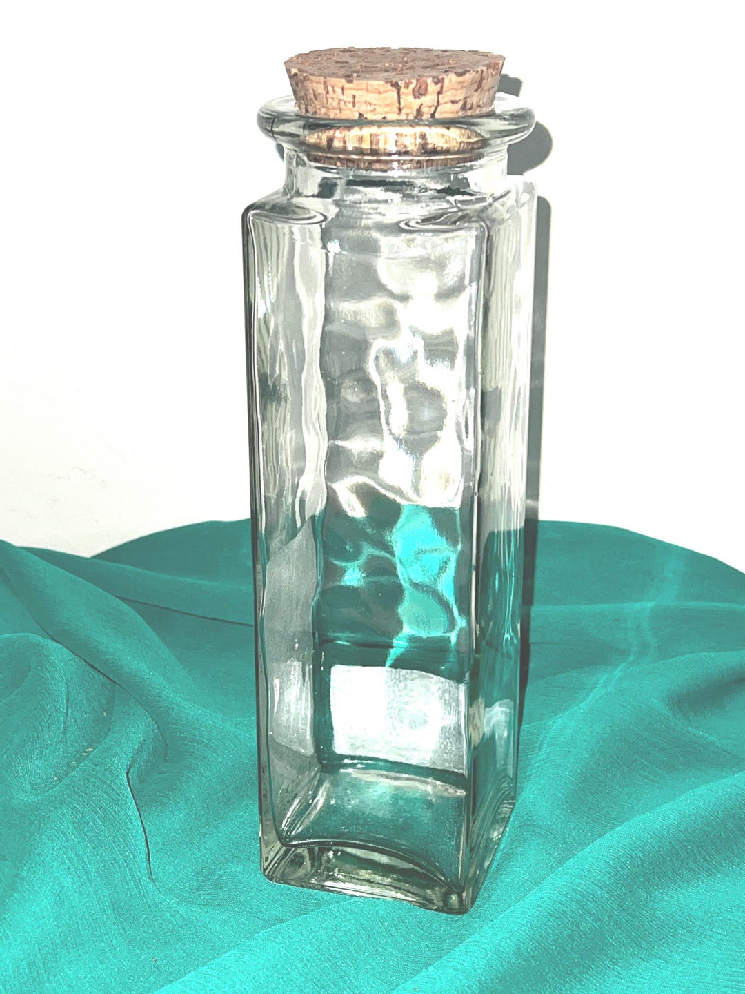Vintage Tall Square Dimpled Glass Jar With Cork Lid and PB & J Pet ...