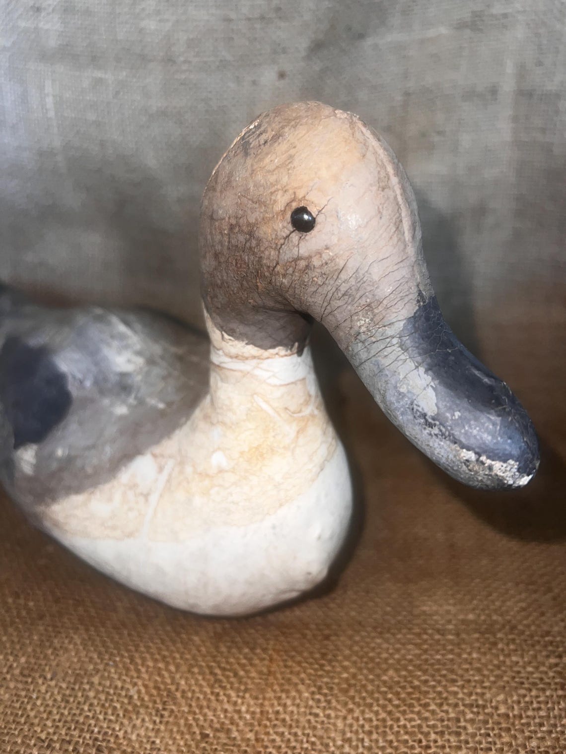Antique CANVAS DUCK DECOY 15” Great Condition is Rare Painted Grey ...