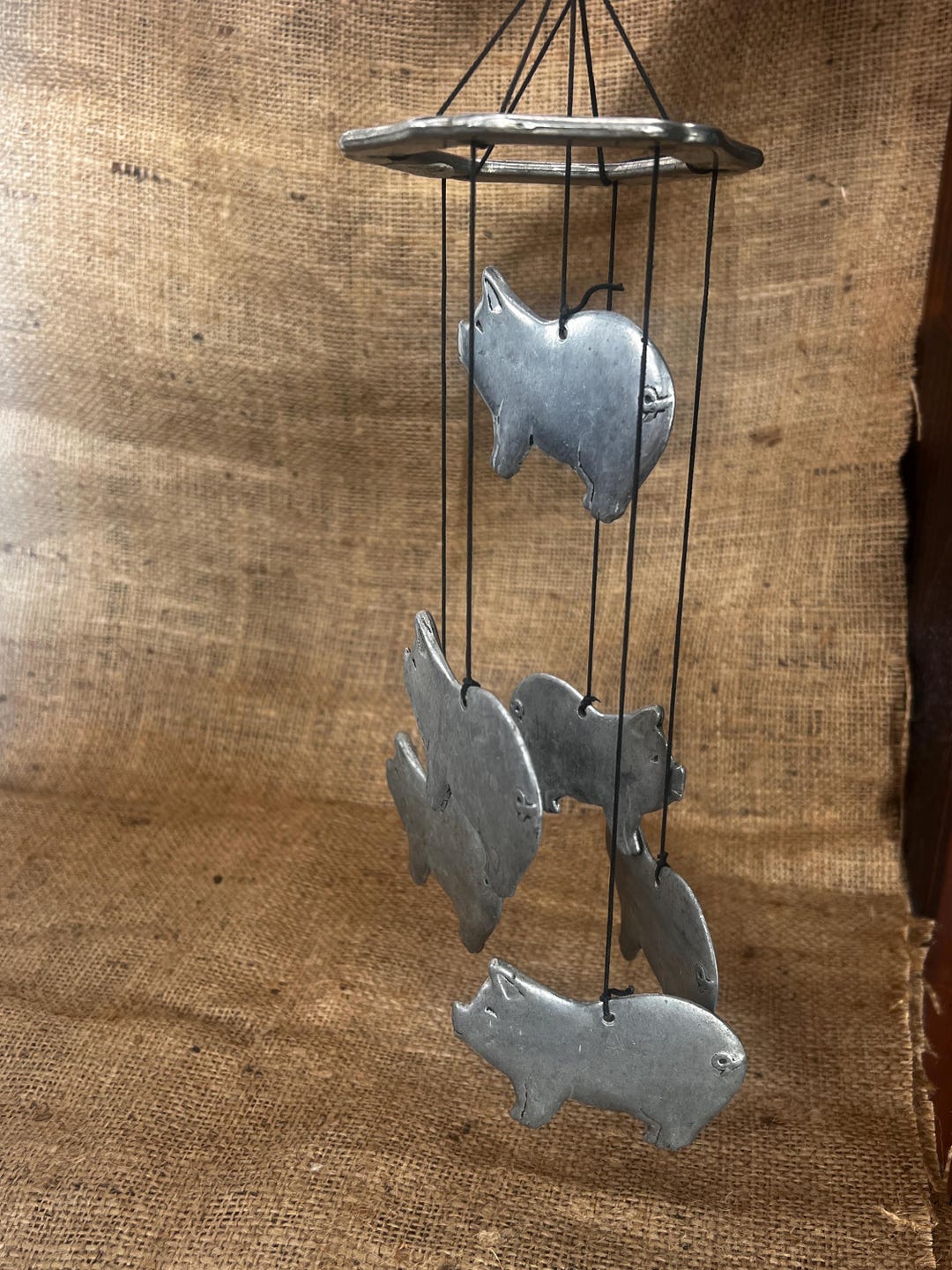 PIG CHIMES PEWTER Cute Six Little Pigs Dancing in the Wind Beautiful ...
