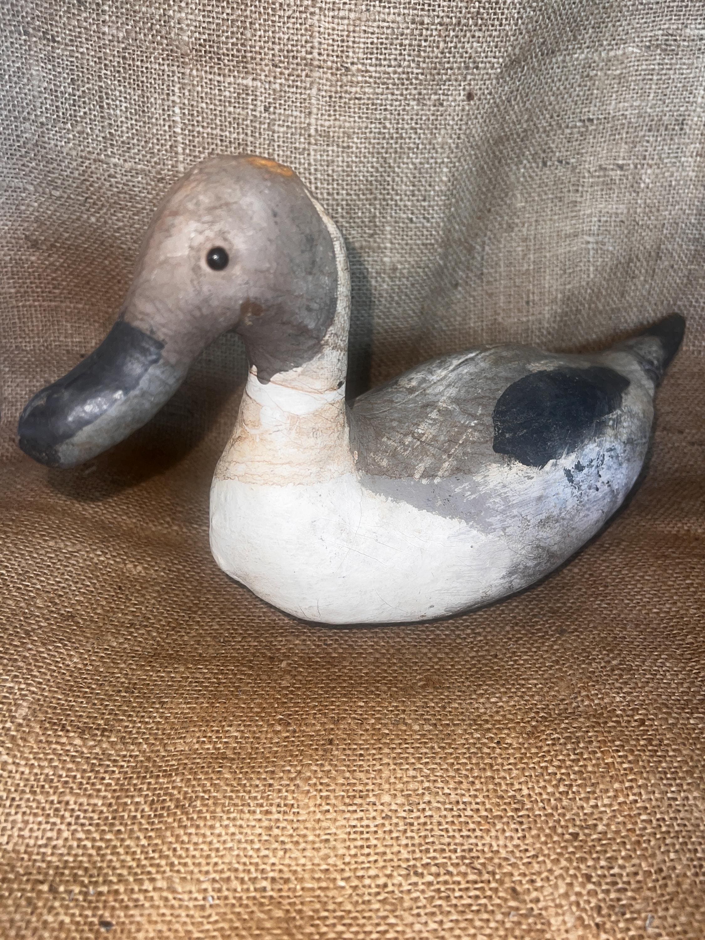 Antique CANVAS DUCK DECOY 15” Great Condition is Rare Painted Grey ...