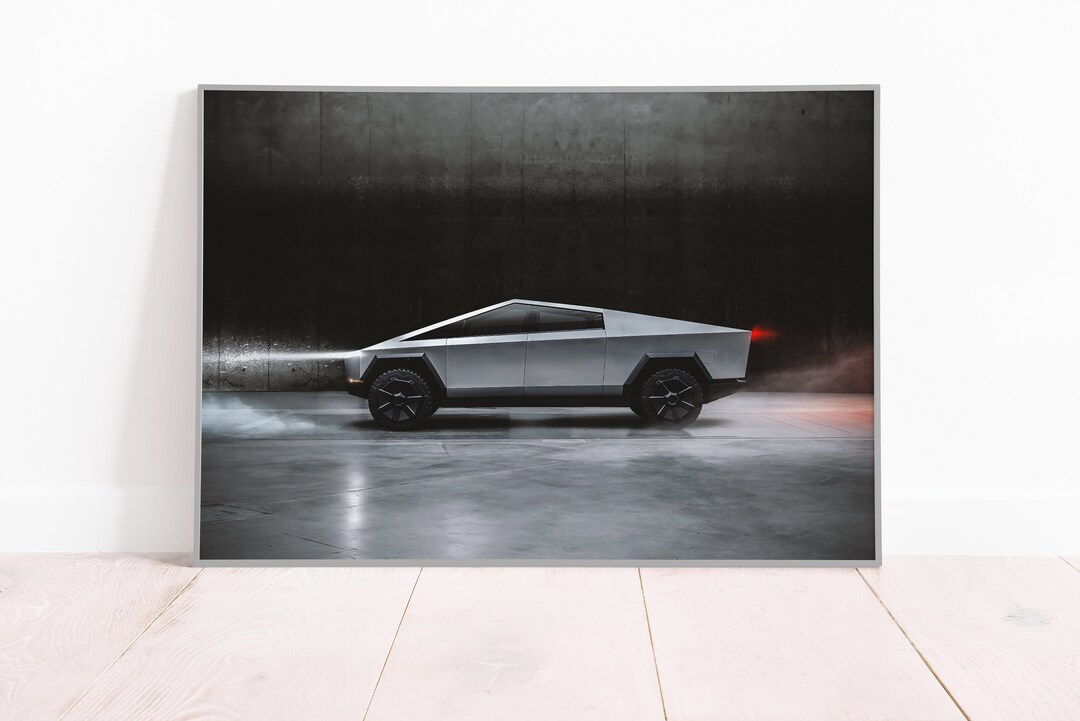 Tesla Cybertruck Canvas or Matte Poster Print - Futuristic Electric Car ...