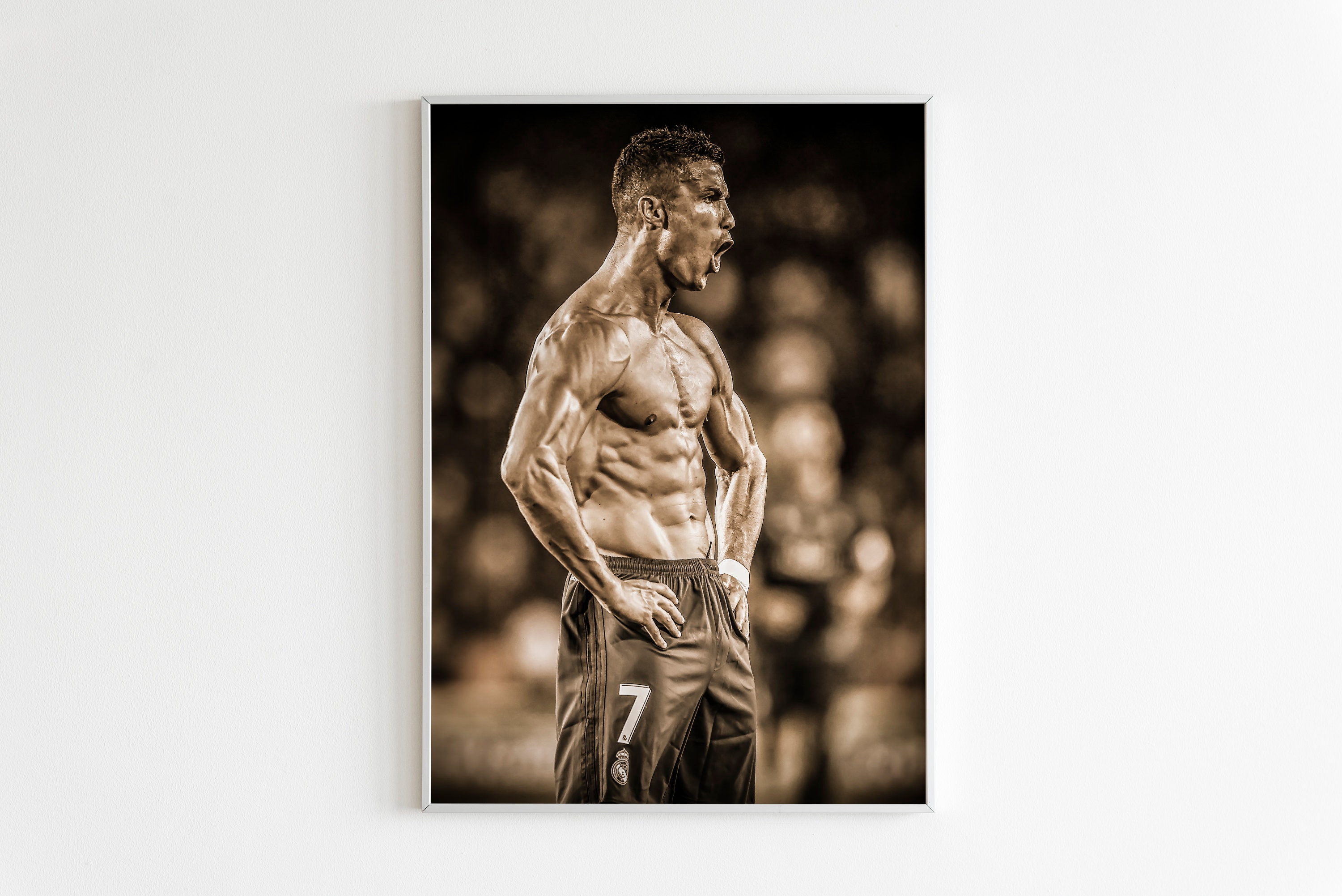 Ronaldo Poster, Paper or Canvas Print, Sepia Style, CR7, Cristiano ...
