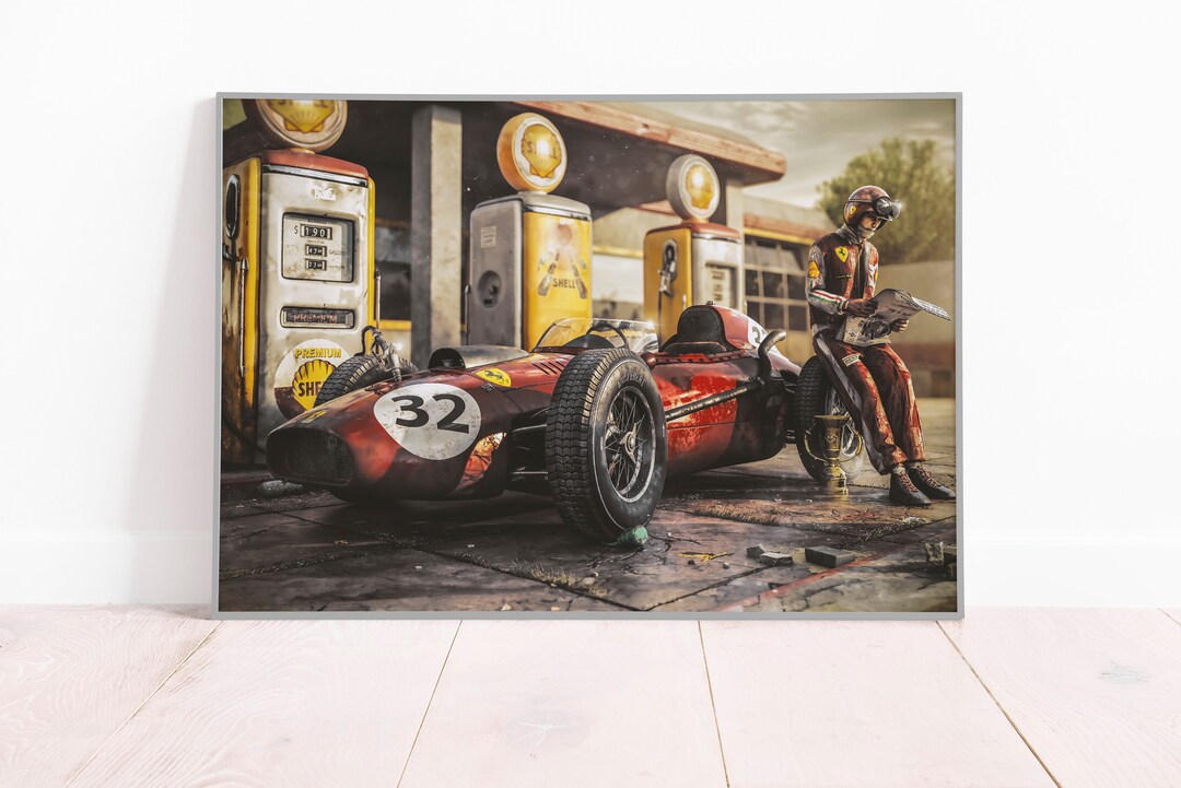Vintage Ferrari F1 Shell Gas Station Canvas or Paper Poster Print - Etsy