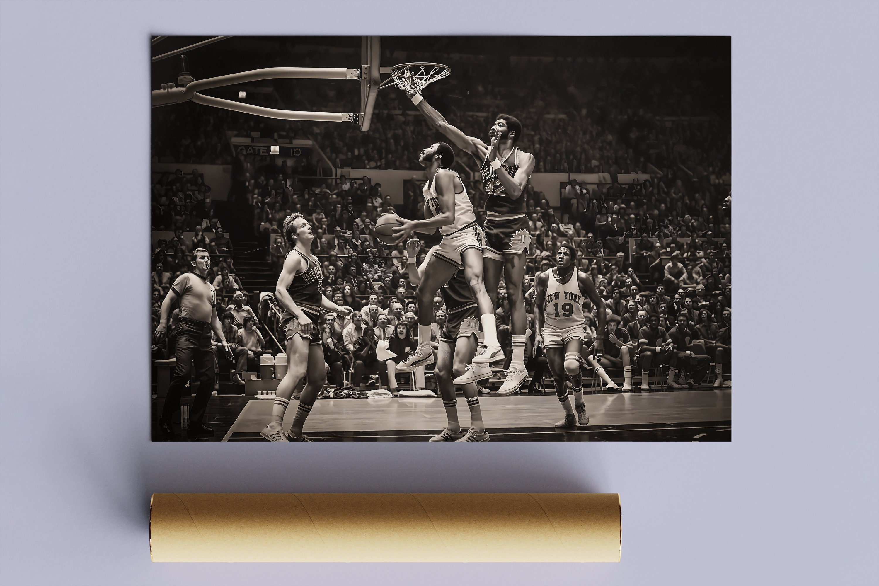 Vintage NBA Poster, Connie Hawkins, Phoenix Suns, Walt Frazier, New ...