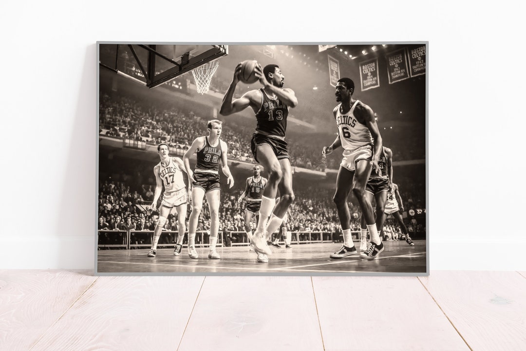 Vintage NBA Canvas or Poster, Wall Art, Wilt Chamberlain #13, Bill ...