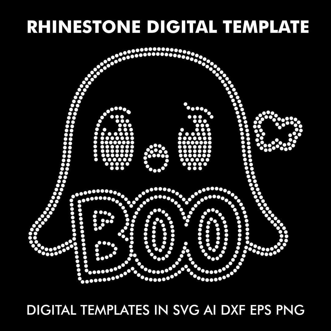 Rhinestone Cute Ghost Halloween Design, Boo Rhinestone Template Cricut ...