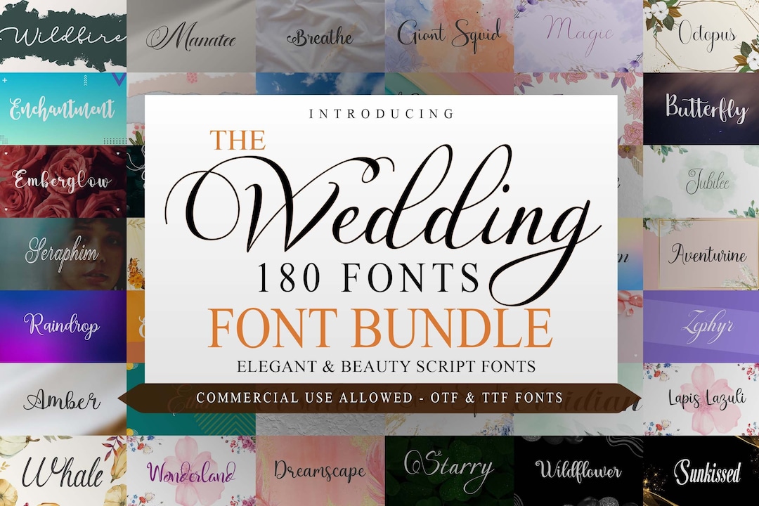 Wedding Font Bundle Collection - Calligraphy Font, Script, Handwritten Font, Invitations, Cricut ...