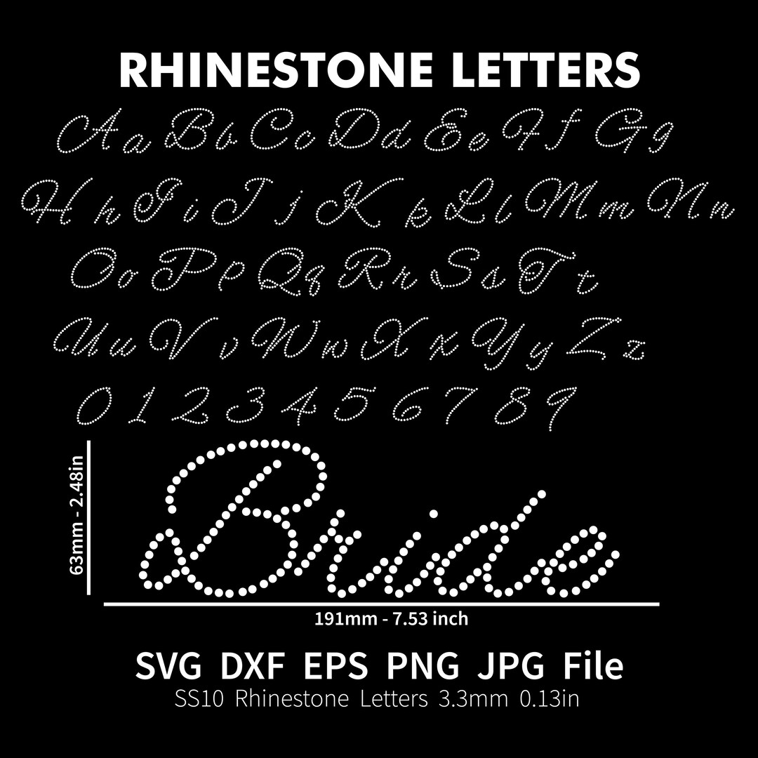Bride Rhinestone Font Letters Alphabet Cursive Wedding Handwritten ...