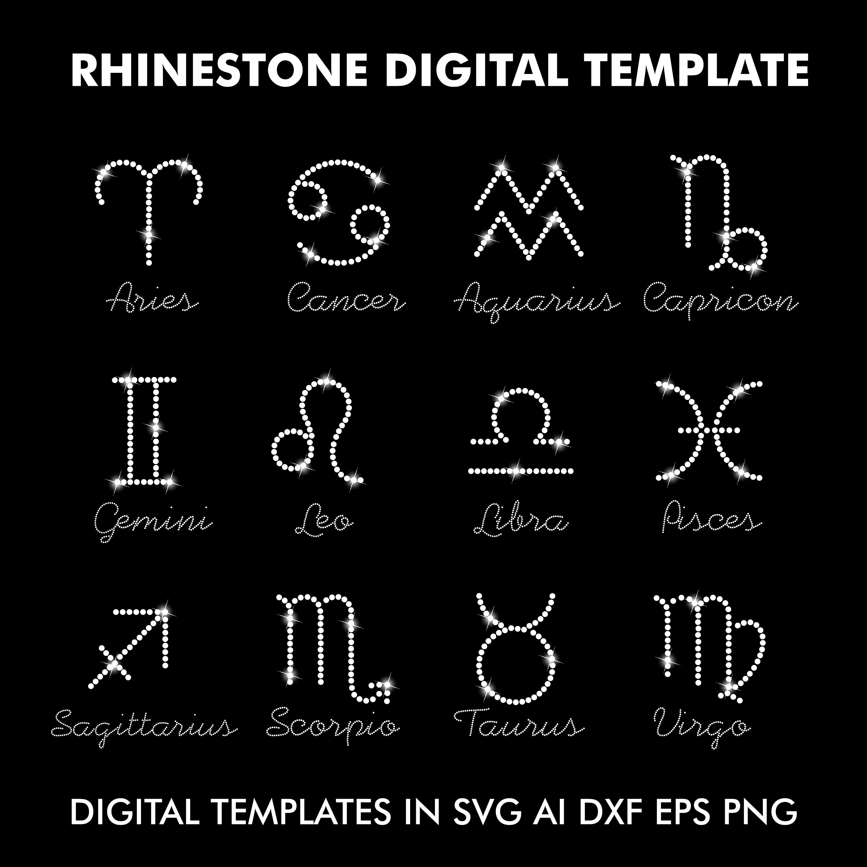 Zodiac Signs Rhinestone Design, Rhinestone Templates Cricut Digital ...