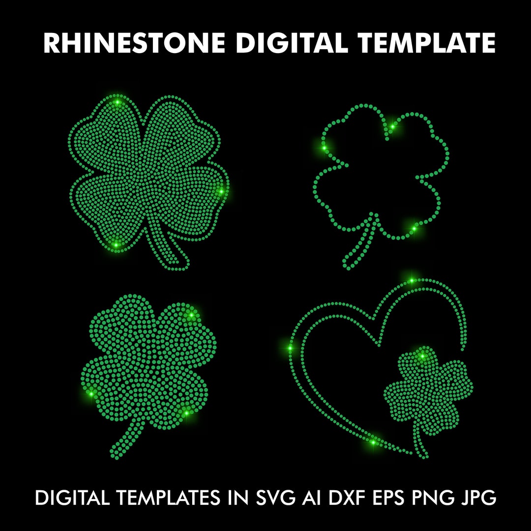 Leaf Clover Rhinestone Design Irish SVG, Saint Patrick's Day Rhinestone ...